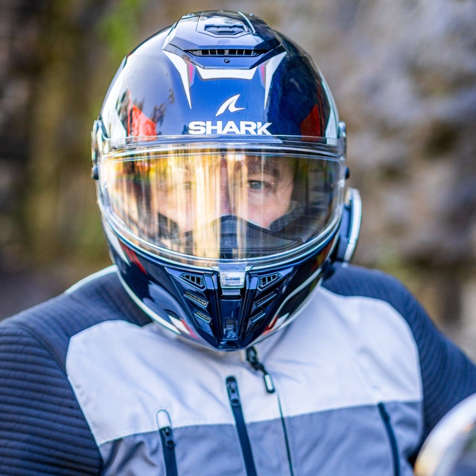 Shark Spartan RS Byhron Helmet - Blue/White/Chrome | Biker Torque
